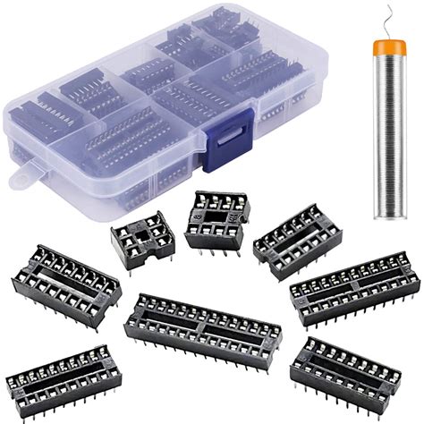 Dkardu 66 Pcs Dip Ic Sockets Kit 2 54mm Female Adaptor Type Socket Kit 6 8 14 16 18