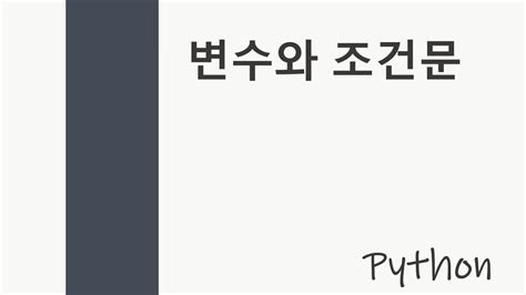 빅데이터와 인공지능을 위한 Python 강의 1강 변수와 조건문 Youtube