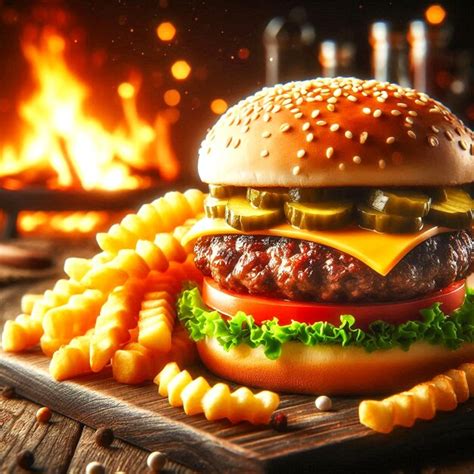 Burger Classic Double Cheeseburger With Crispy Lettuce Premium Ai