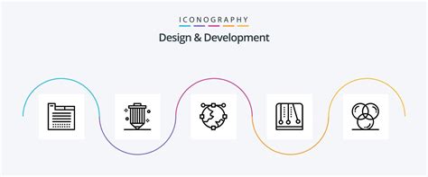 design and development line 5 icon pack including video game game programing development