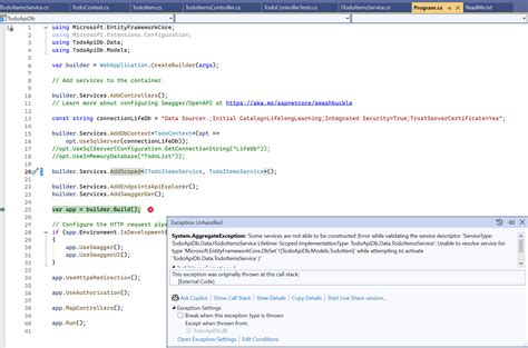 C Addscoped Cause Systemaggregateexception Some Services Are Not