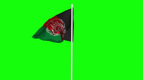 Afghanistan Flag Waving In Wind With Pole 3d Rendering Chroma Key Luma Matte Black And White