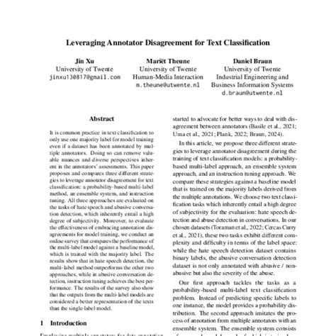 Leveraging Annotator Disagreement For Text Classification Acl Anthology