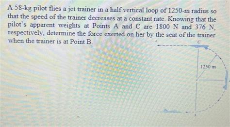 solved a 58 kg pilot flies a jet trainer in a half vertical