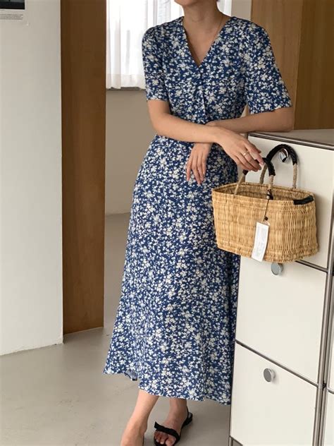 논노멀 2color 플라워원피스 브이넥롱원피스 여름롱원피스 휴양지원피스