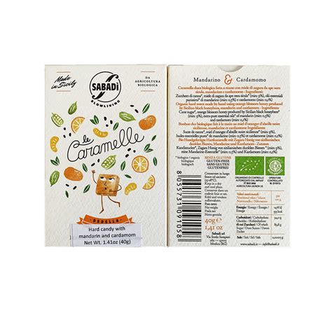 Sabadi Organic Italian Hard Candy With Mandarin And Cardamom 114 Oz