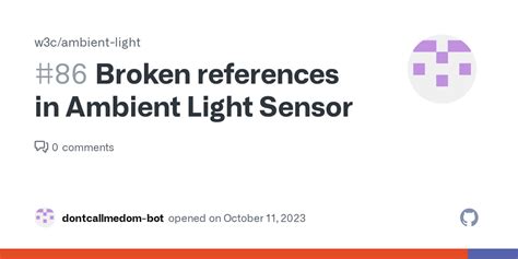 Broken References In Ambient Light Sensor · Issue 86 · W3cambient Light · Github