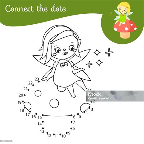 버섯에 귀여운 정원 요정 엘프 점 연결 어린이 교육 게임 어린이와 유아를위한 숫자 활동으로 점 가리키기에 대한 스톡 벡터 아트 및 기타 이미지 Istock