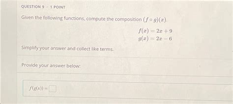 Solved Question 9 1 ﻿pointgiven The Following Functions