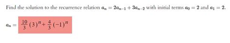 Solved Find The Solution To The Recurrence Relation An 2an 1