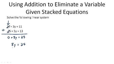 solving linear systems by adding example 1 video algebra ck