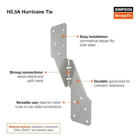Simpson Strong Tie H2 5a 18 Gauge Galvanized Hurricane Tie H2 5a The