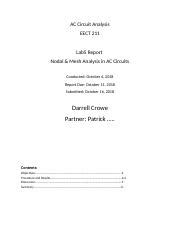 AC Circuit Analysis Lab Report Docx AC Circuit Analysis EECT Lab Report Nodal Mesh