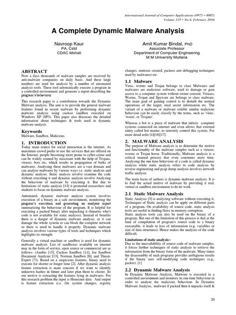 Dynamic Malware Analysis Pdf Malware Parameter Computer Programming