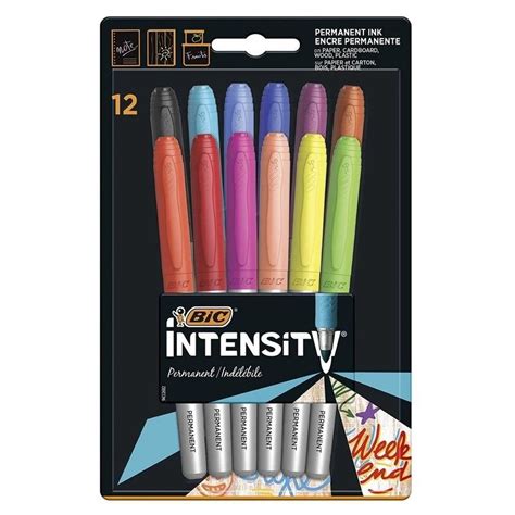 Bic Intensity Permanent Markers 1 Pack Of 12 Assorted Colours Big W