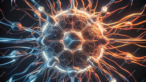 Futuristic 3d Rendering Of Complex Network Structure With Glowing Nodes And Connecting Lines