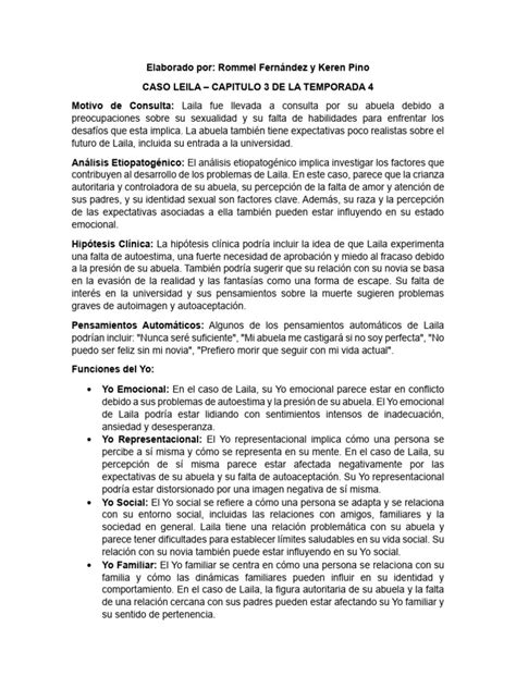 Caso Leila Fernandez Y Pino Pdf Las Emociones Autoestima