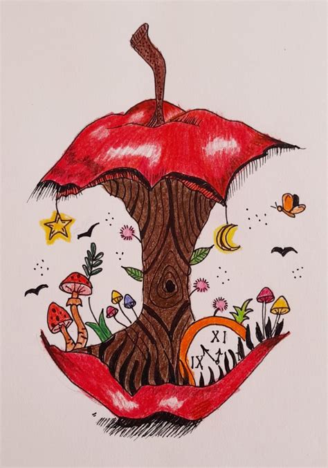 Fantasy 🧿 Cottagecore Drawing Art Drawings Simple Line Art Drawings
