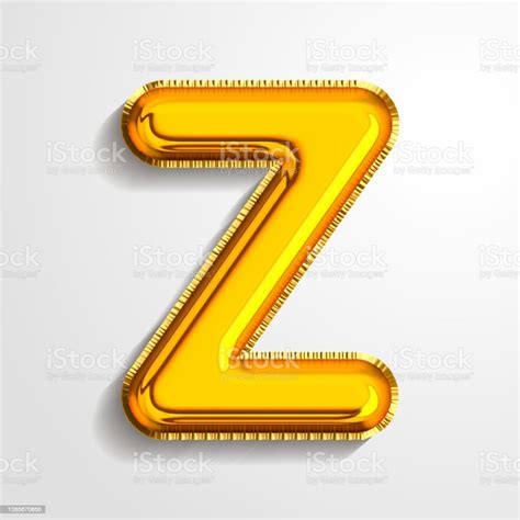 골드 메탈릭 헬륨 알파벳 풍선 호일 편지 Z 사실3d 렌더 공기 풍선 황금 풍선 알파벳 벡터 일러스트레이션 컬렉션 3차원 형태에 대한 스톡 벡터 아트 및 기타 이미지
