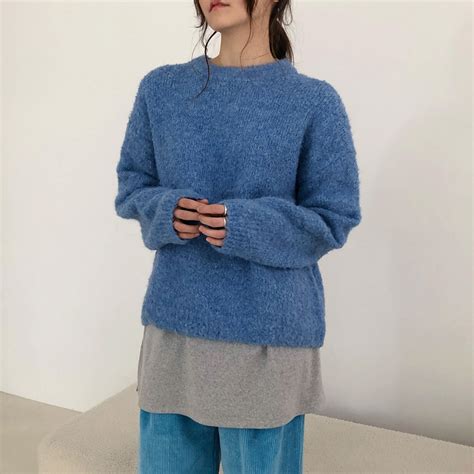 프롬비기닝 부클 컬러포인트 라운드 울 니트 4color 니트 겨울니트 레이어드니트 라운드니트 울니트 기본니트 겨울상의 긴팔