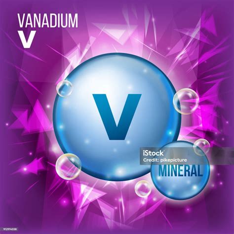 V Vanadium Vector Ikon Pil Biru Mineral Ikon Pil Kapsul Vitamin Substansi Untuk Kecantikan