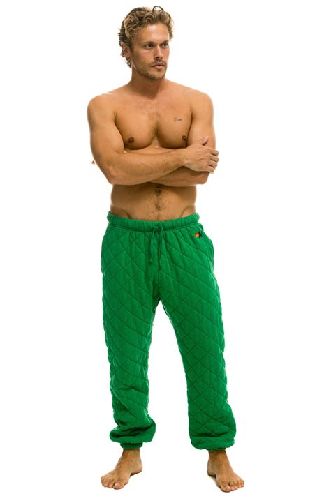 Quilted Sweatpants Kelly Green Aviator Nation
