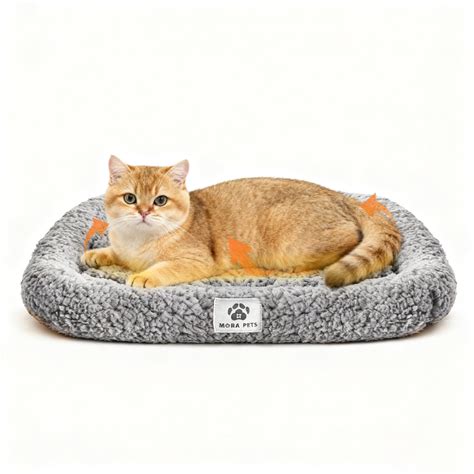 Pawtasy Self Warming Bolster Cat Bed 19x17 Anti Slip Cover