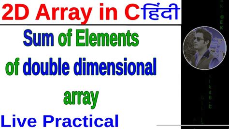 Sum Of Elements Of Double Dimensional Array In C In Hindi Live