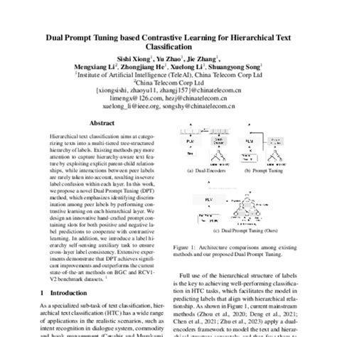 dual prompt tuning based contrastive learning for hierarchical text