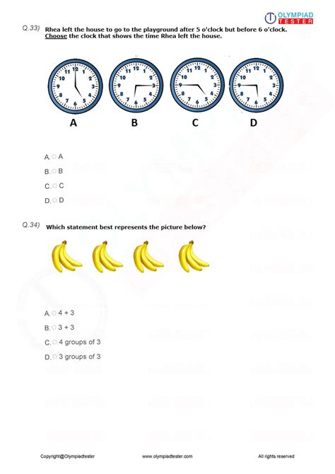Global Scoring Pattern Imo Mock Tests For Class 1 Olympiad Tester