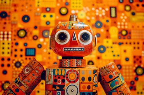 A Robot In An Orange Shirt Created With Generative Ai Technology Stock