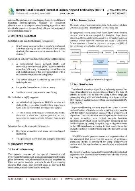 Irjet Automated Document Summarization And Classification Using Deep Learning Pdf
