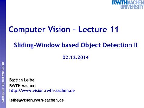 Pdf Computer Vision Lecture 11 · G 15 Adaboost Formalization •2 Class Classification