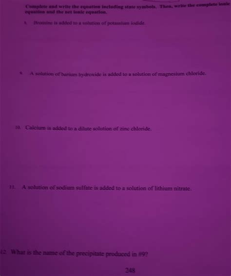 Solved Complete And Write The Equation Including State