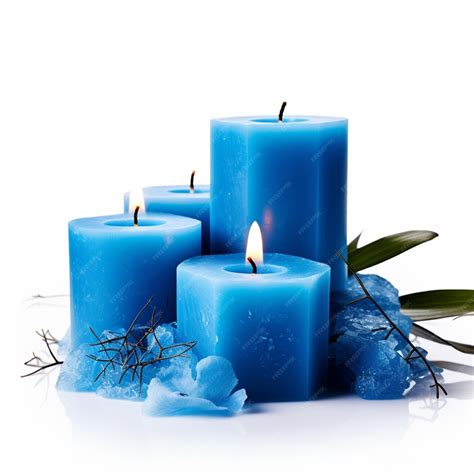 Premium Ai Image Blue Scented Candles Isolated On White Background