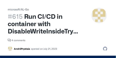 Run CI CD In Container With DisableWriteInsideTryFunctions False Issue Microsoft AL