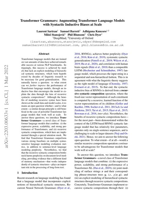 Pdf Transformer Grammars Augmenting Transformer Language Models With Syntactic Inductive