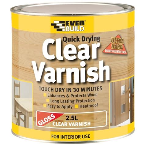 Everbuild Quick Drying Internal Clear Gloss Varnish 2 5 Litre 482969 Wvarclg2 Sealants And