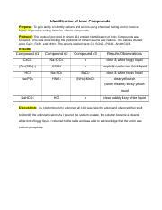 Identification Of Ionic Compounds Docx Identification Of Ionic Compounds Purpose To Gain