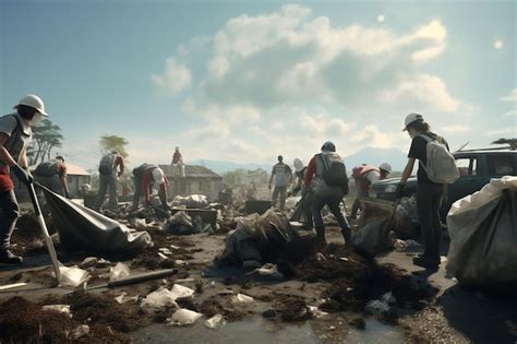 Premium Photo Collaborative Effort In A Volunteer Cleanup Generative Ai