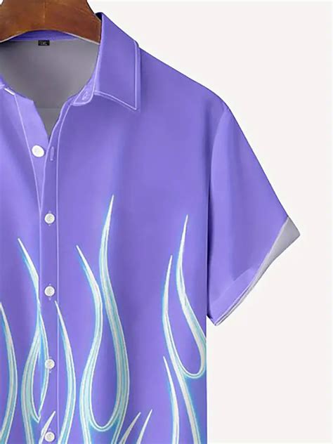 Тениска за боулинг с къс ръкав с пламъчен графичен принт Temu Bulgaria