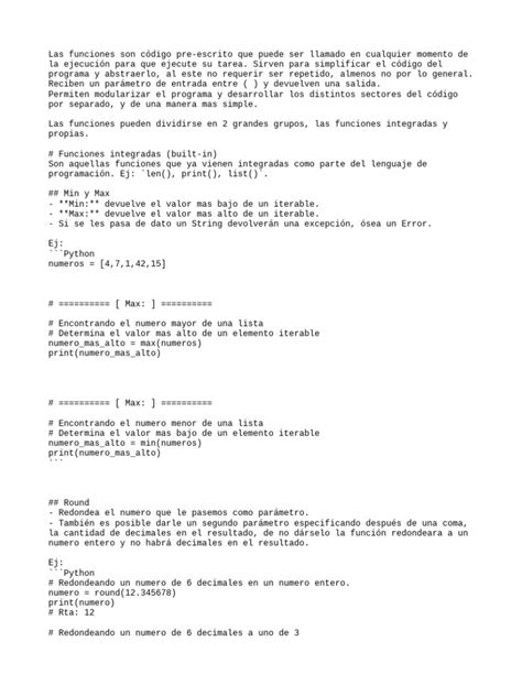Funciones Notas De Python Pdf Python Lenguaje De Programación Ciencias De La Computación