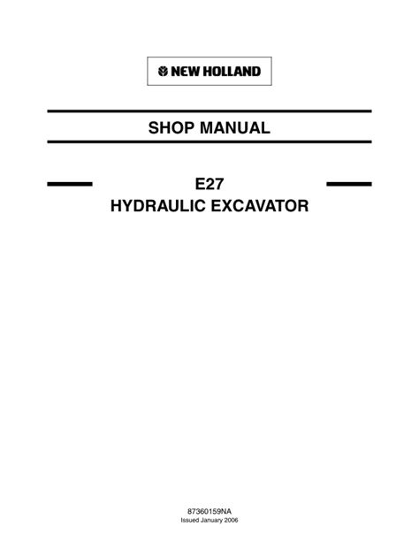 Service Manual New Holland E27 Compact Excavator 87360159