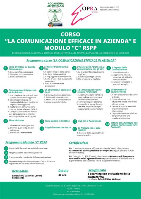 Corso Sulla Comunicazione E Modulo C RSPP Opra Lazio