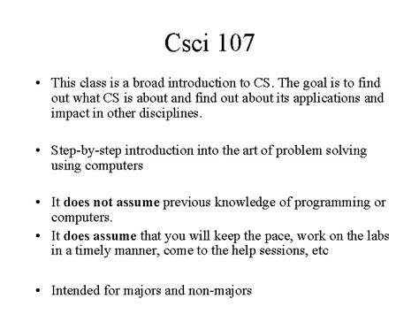 Cs 107 Introduction To Computer Science Lecture 1
