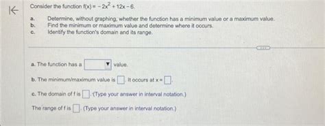 Solved Consider The Function Fx−2x212x−6 A Determine