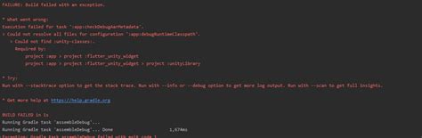 Could Not Determine The Dependencies Of Task Flutter Unity Widget