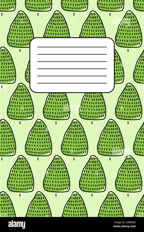 Bright Green Patterned Background With Trees And A Blank Space For