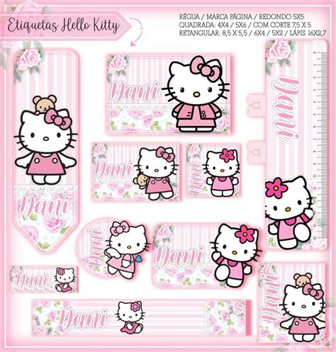 Etiquetas Escolares Hello Kitty Arquivo Digital