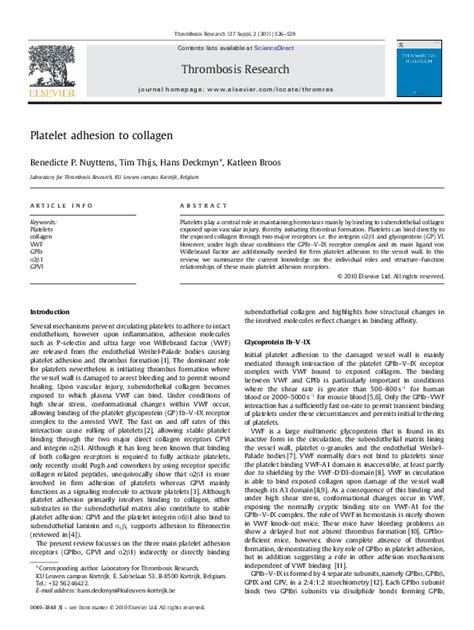 Pdf Platelet Adhesion To Collagen